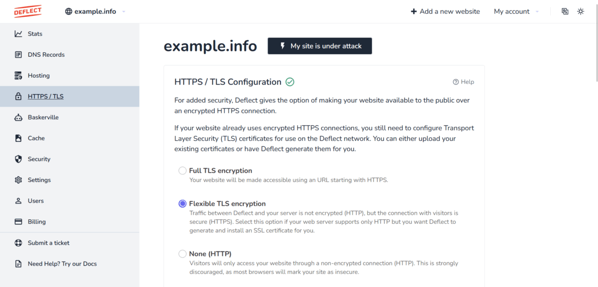HTTP/TLS Tab - Deflect